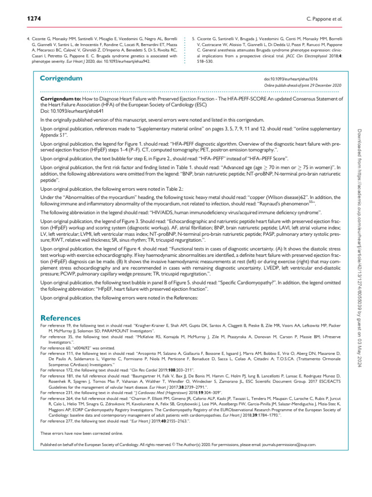 2021 HFA Corrigendum To How To Diagnose Heart Failure With Preserved ...
