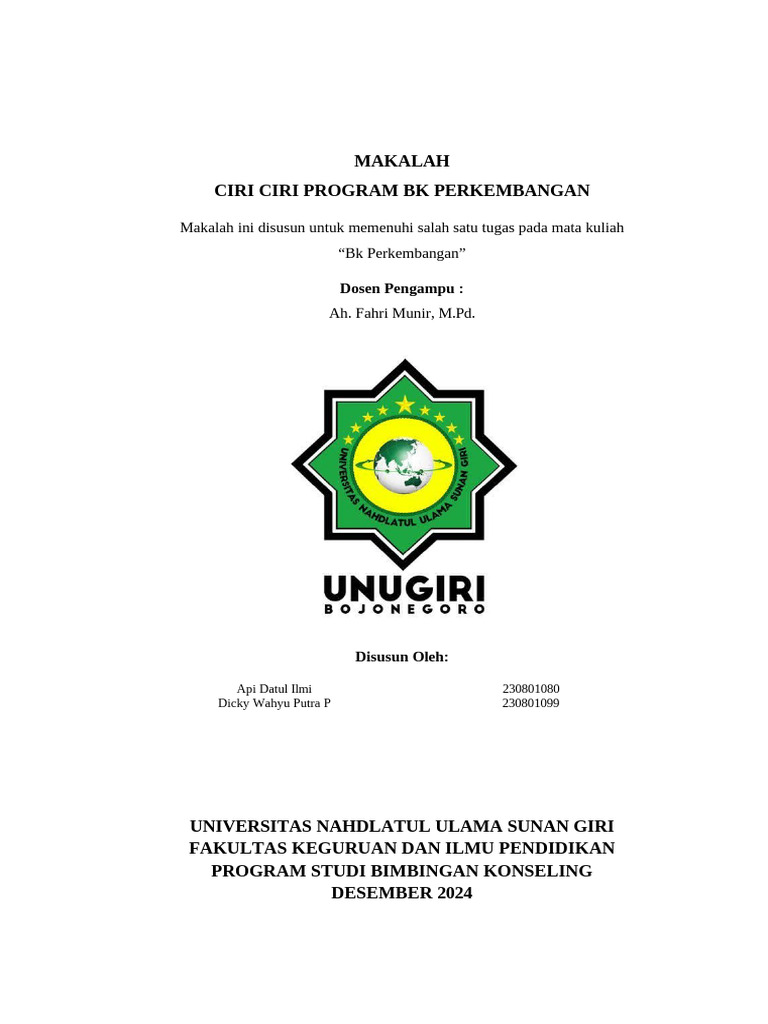 Ciri-Ciri Program BK yang Efektif | PDF