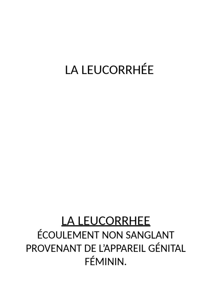 Comprendre la leucorrhée féminine | PDF | Immunologie | Reproduction ...