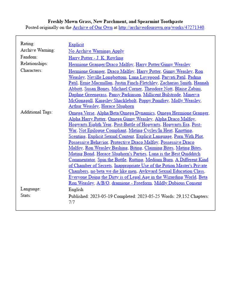 A/B/O Dynamics in Hogwarts Eighth Year | PDF | Harry Potter