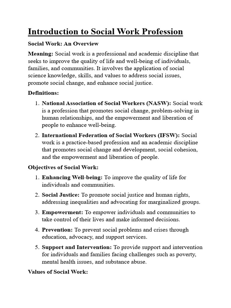 Overview of Social Work Principles | PDF | Human Capital | Social Capital