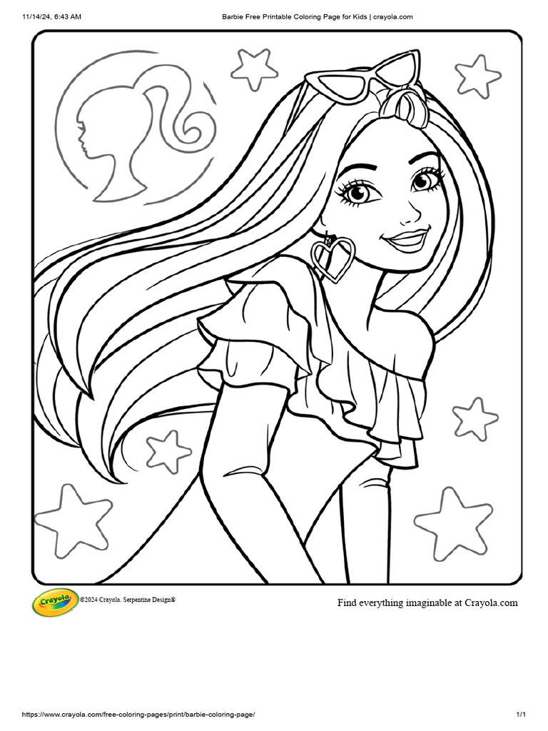 Free Barbie Coloring Page for Kids | PDF