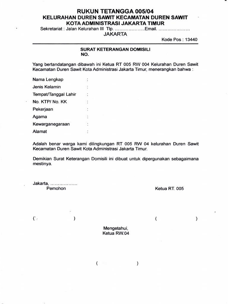 Surat Keterangan Domisili | PDF