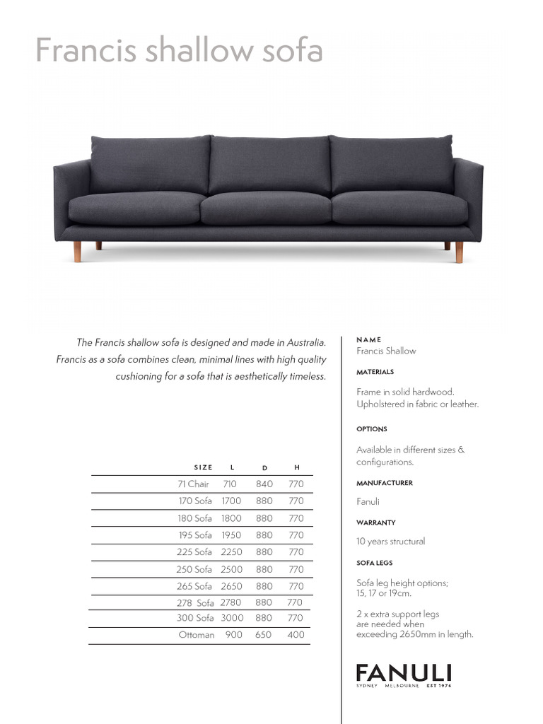 Francis Shallow Modular Spec Sheet | PDF