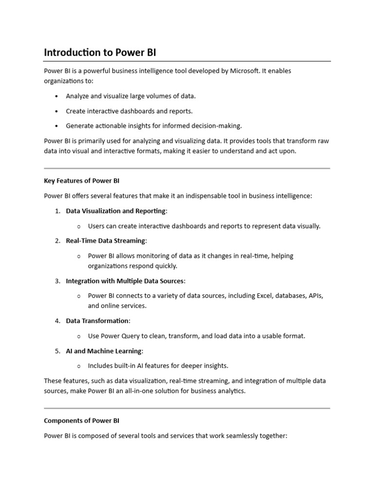 Introduction To Power Bi Pdf – Power Bi Présentation – CREM