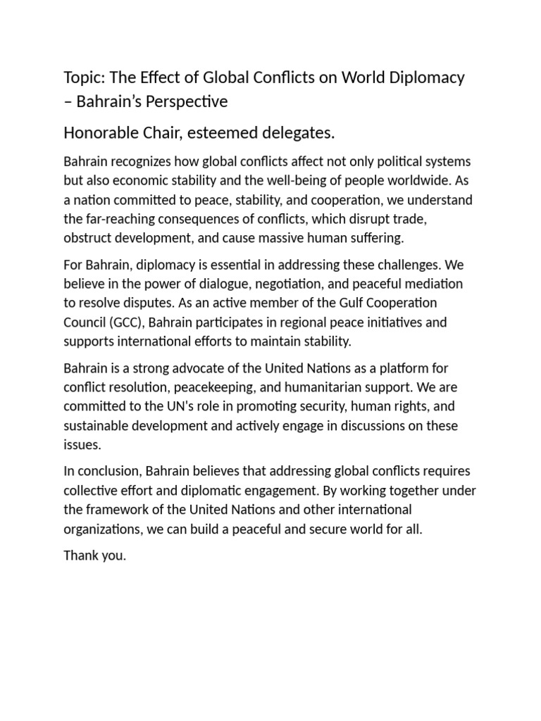 Topic Speech MUN | PDF