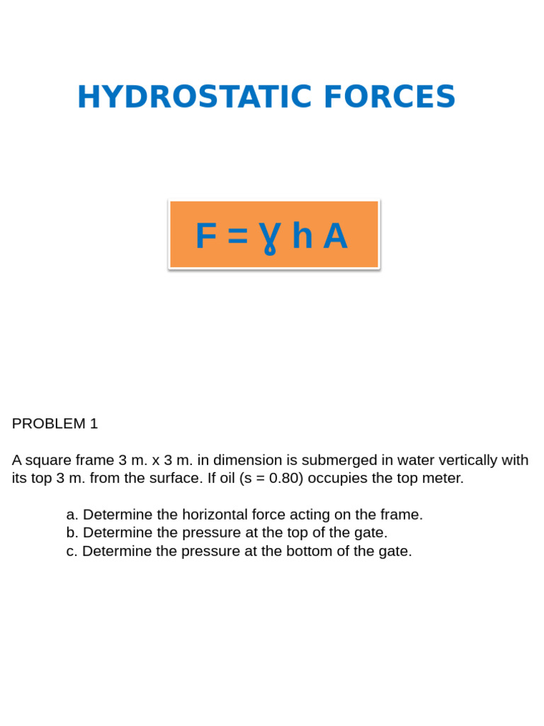 Hydrostatic Forces and Hoop Tension | PDF