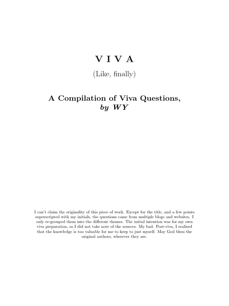 Essential Viva Preparation Questions | PDF | Methodology | Thesis