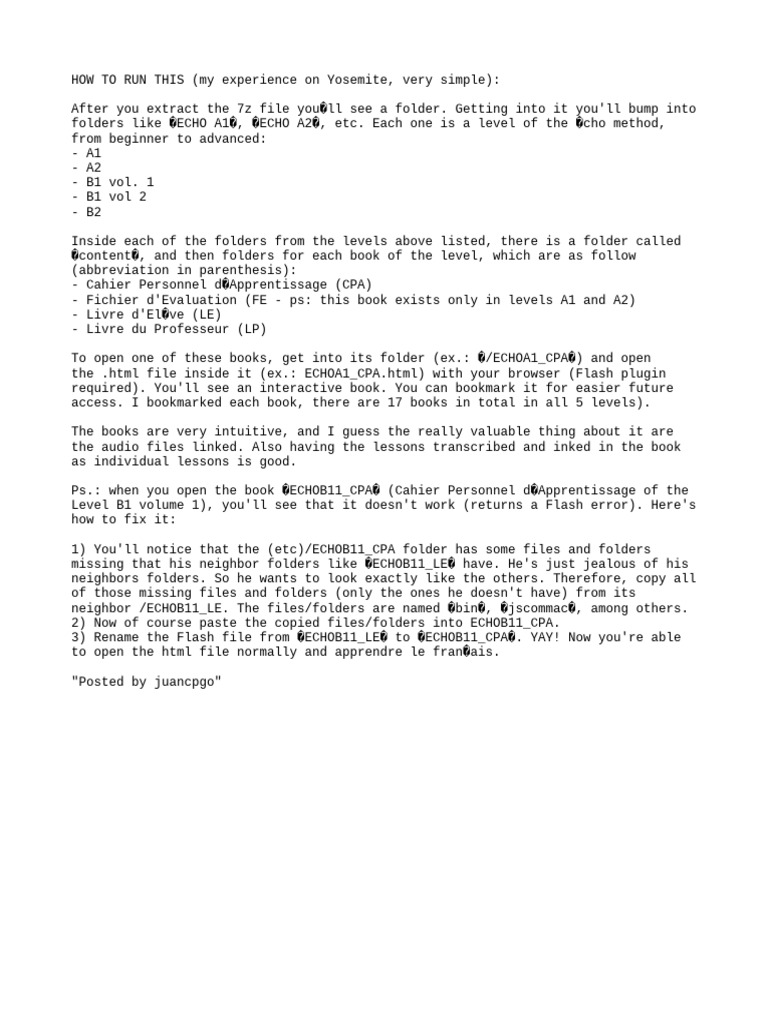 Fixing Flash Errors in Yosemite ECHO Books | PDF