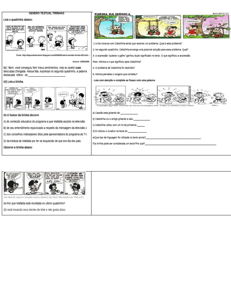 Gênero Textual Tirinhas | PDF