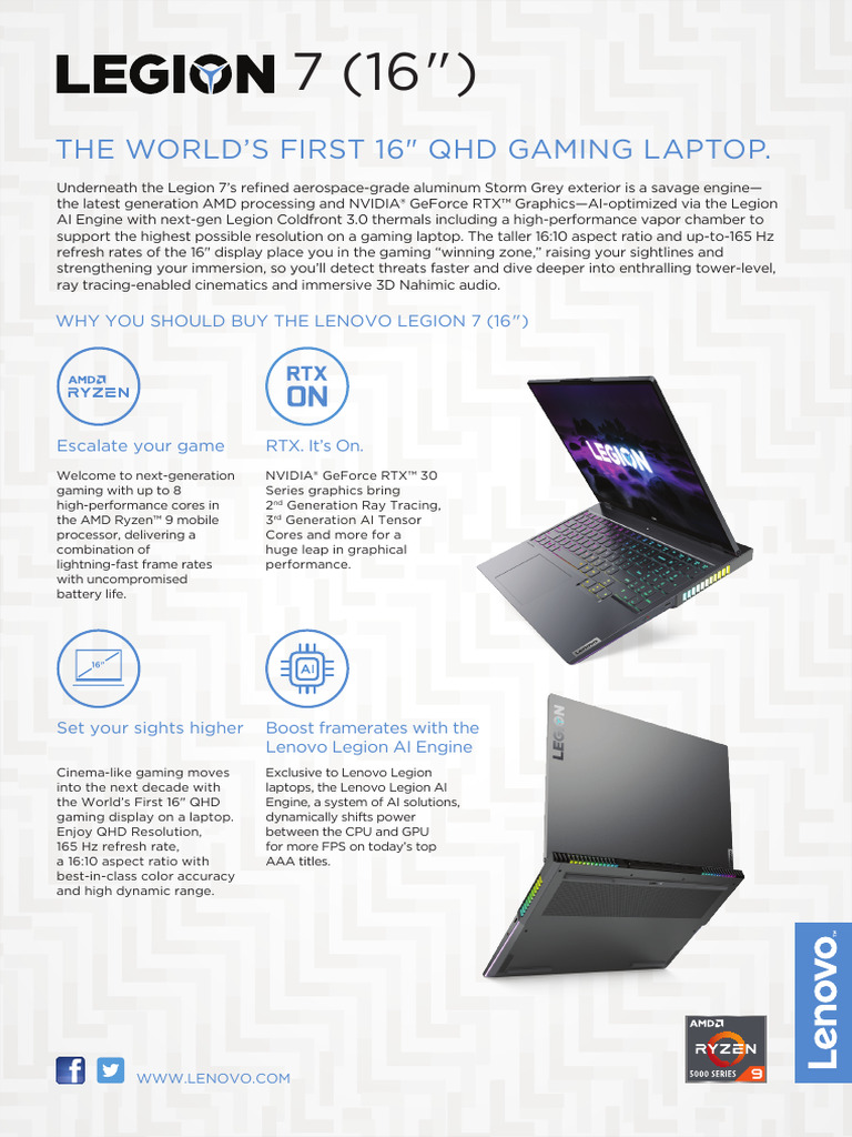 Lenovo - Legion 7 - 16ACHg6 - Datasheet - EN | PDF | Usb | Computer ...