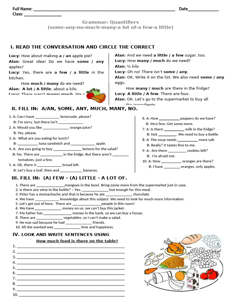 Quantifiers Grammar Drills - 107561 | PDF | Salad | Cooking
