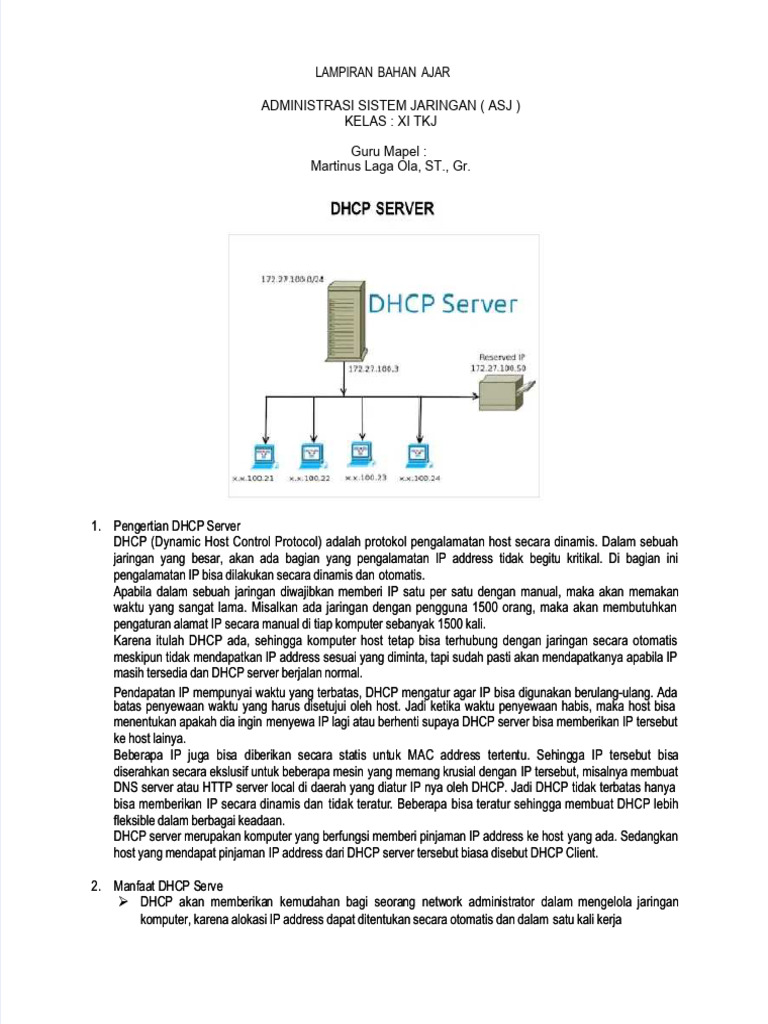 Mengkonfigurasi DHCP Server Xitkj | PDF