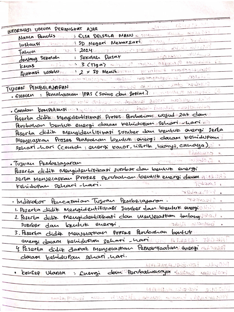 Modul Ajar UAS - Elsa Delsela Manu (A40121318) | PDF