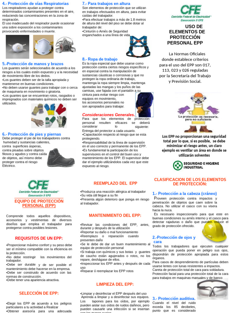 172417023-Triptico-Uso-de-Epp | PDF | Guante | Casco