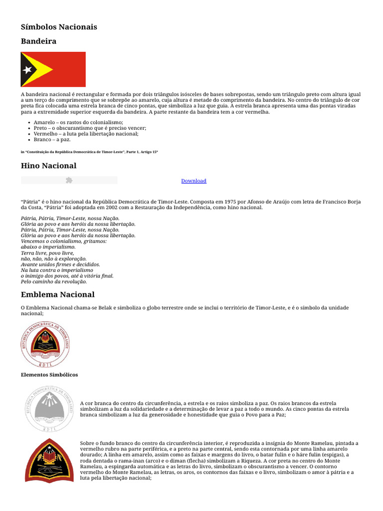 Timor-Leste - Gov.tl P 34&print 1&lang PT | PDF | Bandeira | Timor Leste