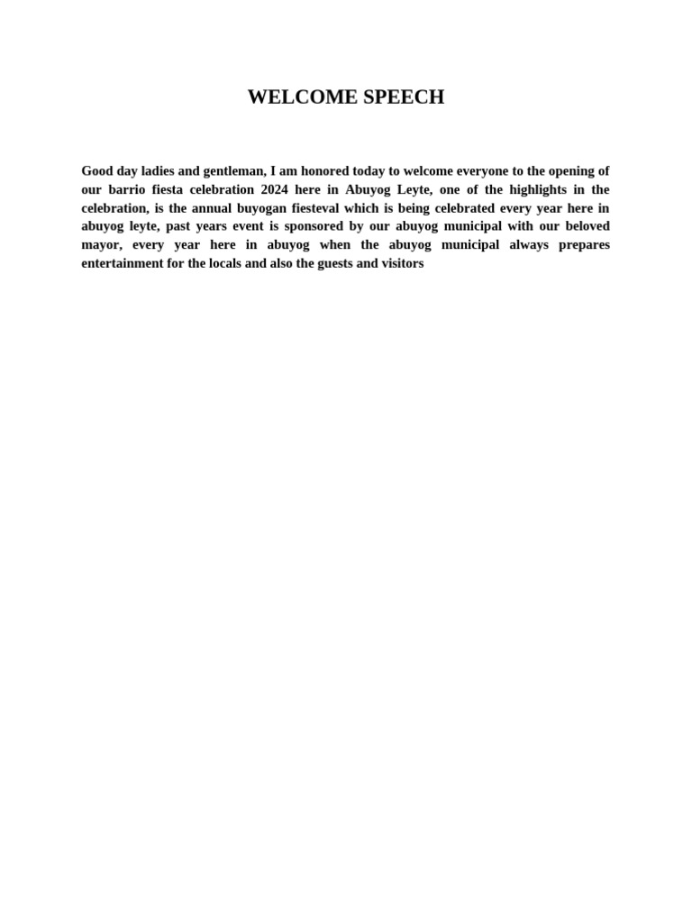 Welcome Speech | PDF