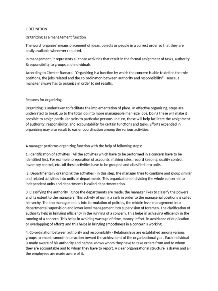 Understanding Organizing in Management | PDF | Organizational Structure ...