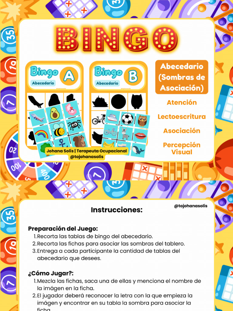 Bingo del Abecedario con Sombras | PDF