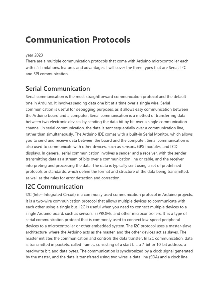 Arduino Communication Protocols | PDF | Computer Architecture ...