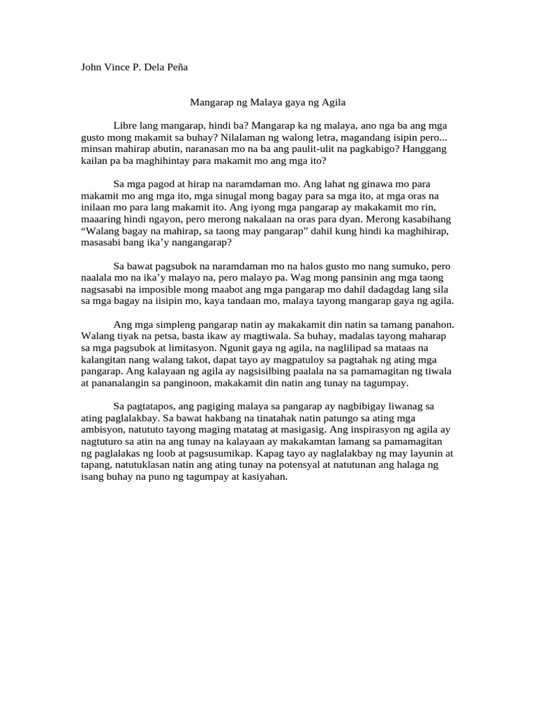 Mangarap NG Malaya Gaya NG Agila | PDF