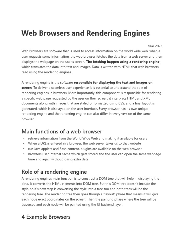 Web Browsers and Rendering Engines | PDF | Safari (Web Browser) | World Wide Web