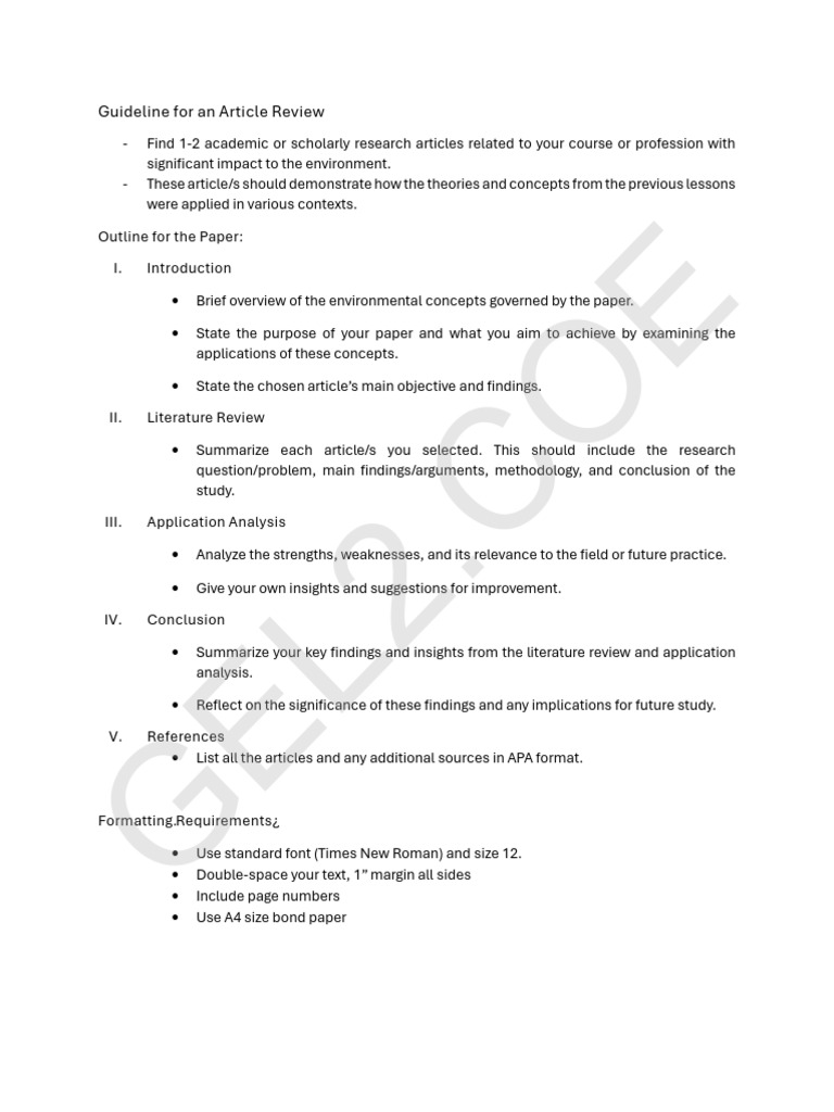 Guideline For Article Review | PDF | Citation | Critical Thinking