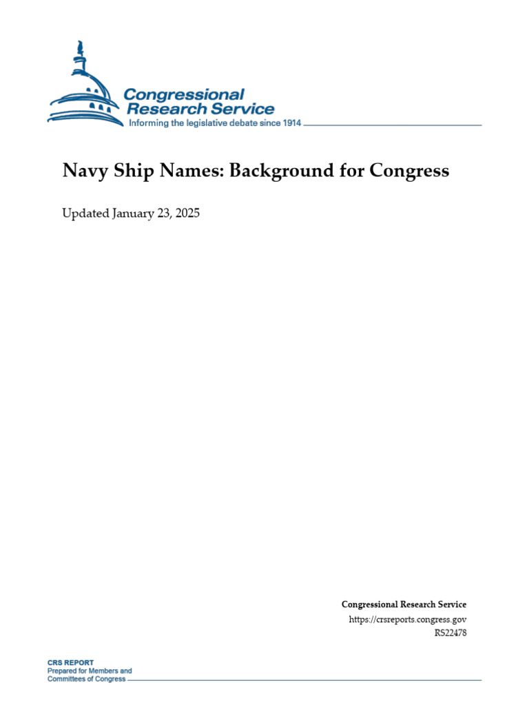 Navy Ship Names Background For Congress Jan 23 2025 | PDF | United ...