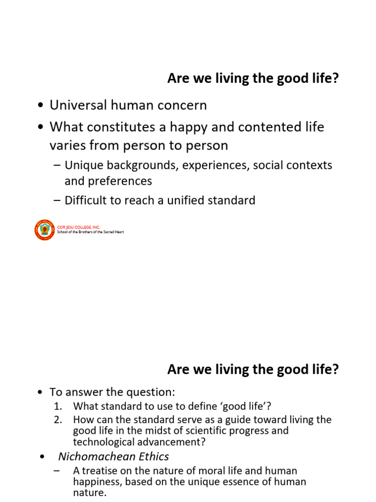 STS - The Good Life | PDF | Happiness | Virtue
