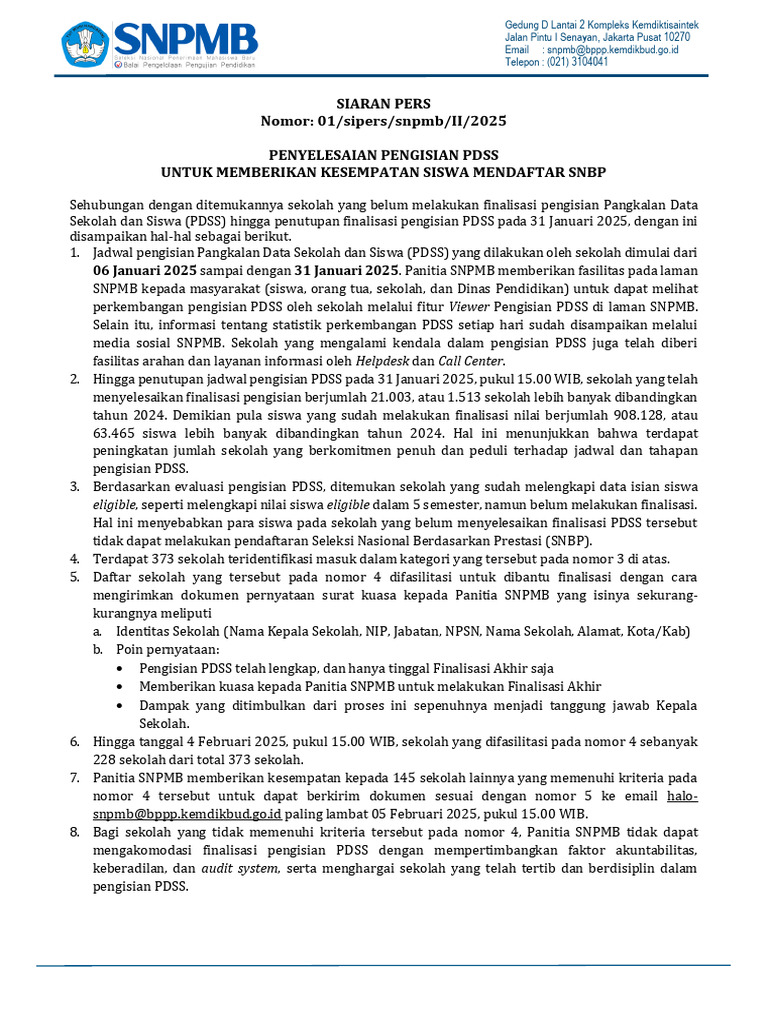 01 - Sipers - Penyelesaian Pengisian PDSS Dan Pendaftaran SNBP | PDF