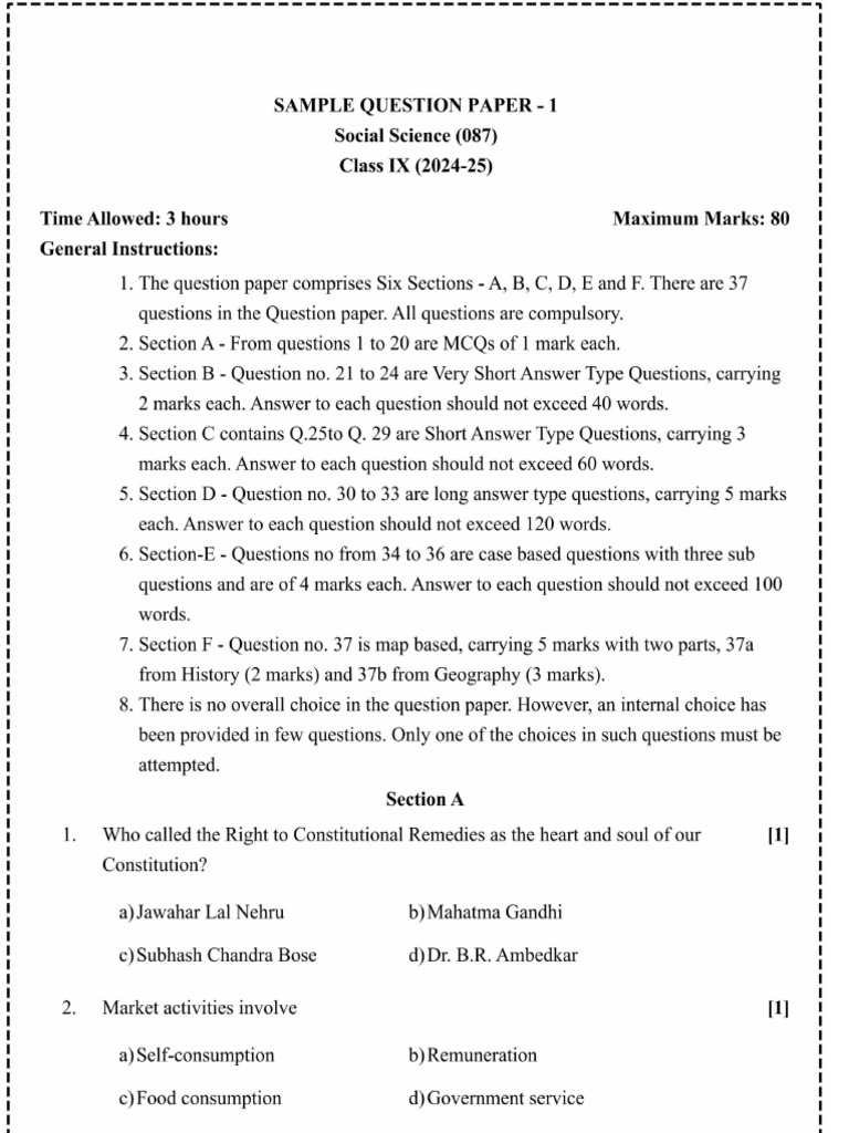 Sample Paper 1 | PDF