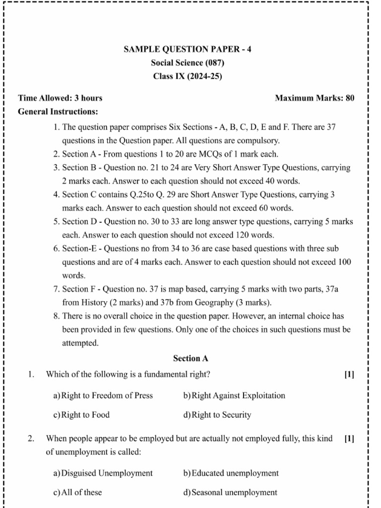 Sample Paper 4 | PDF