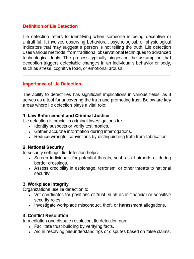 1 Understanding Lie Detection Pdf Lie Deception