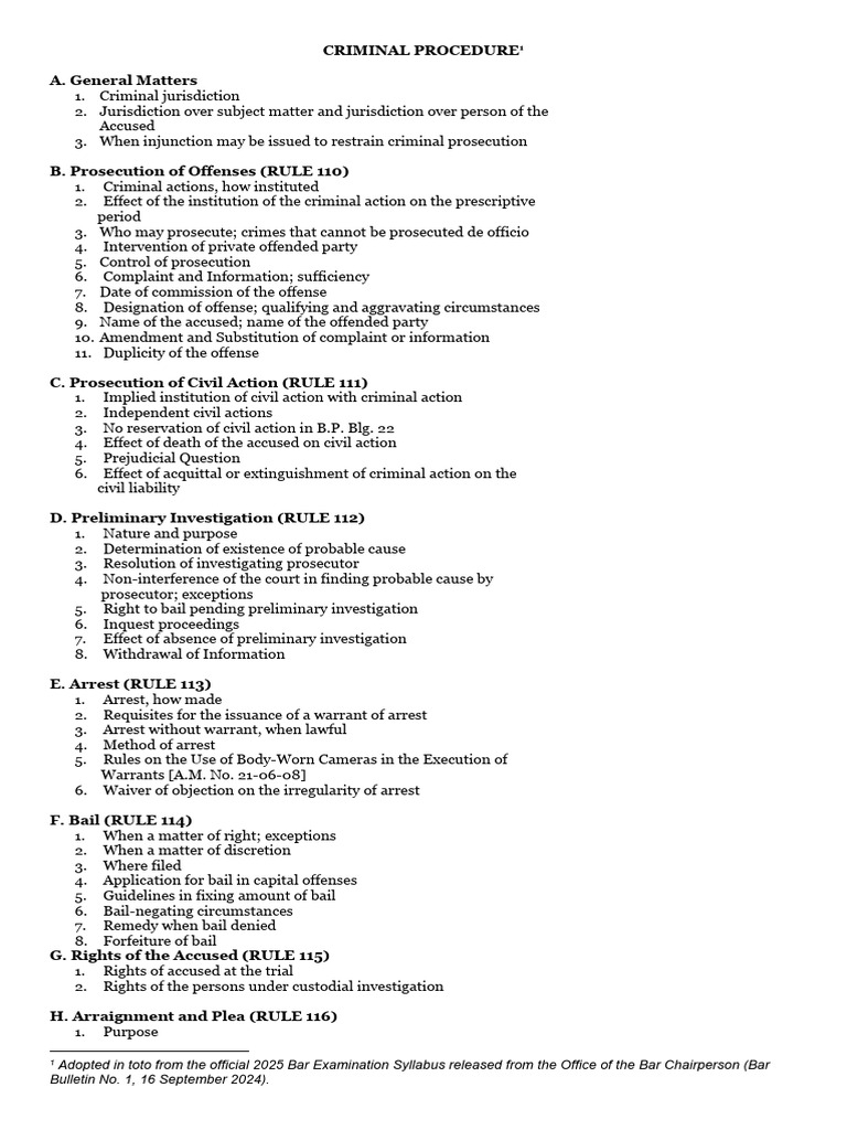Crim Pro Syllabus | PDF | Plea | Prosecutor