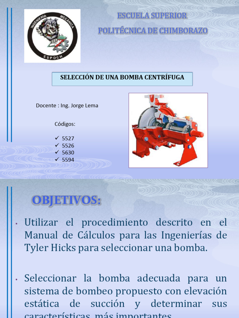Seleccion de Bomba | PDF | Bomba | Centrífugo