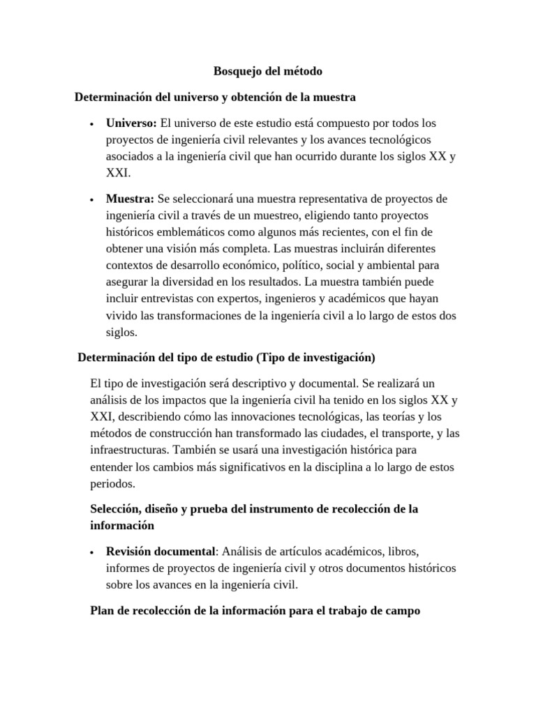 Bosquejo Del Método | PDF | Ingeniería | Ingeniero civil