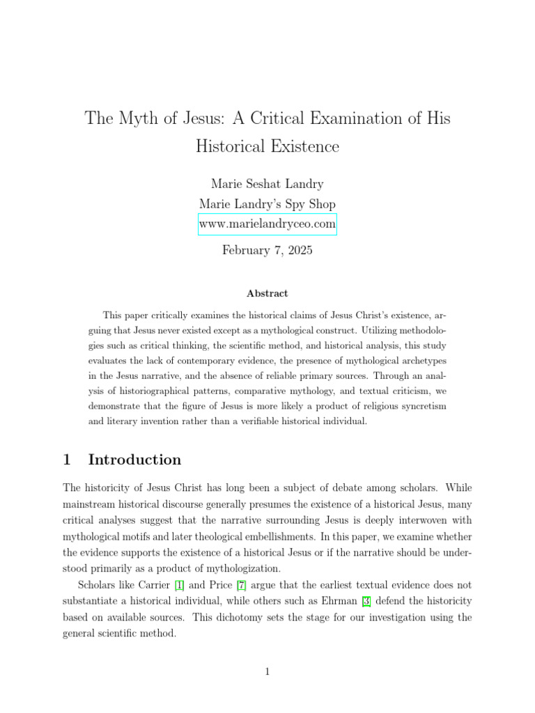 Examining the Myth of Jesus' Existence | PDF