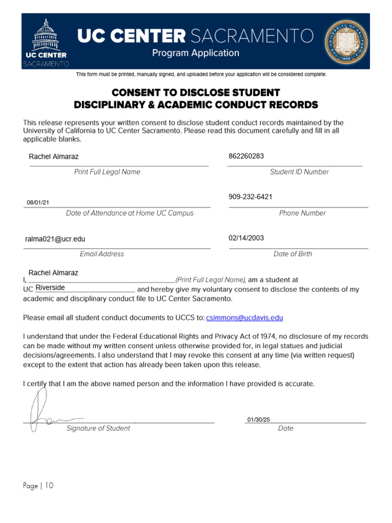 UCCenterSacramento - ConsentForm - Rachel Almaraz | PDF