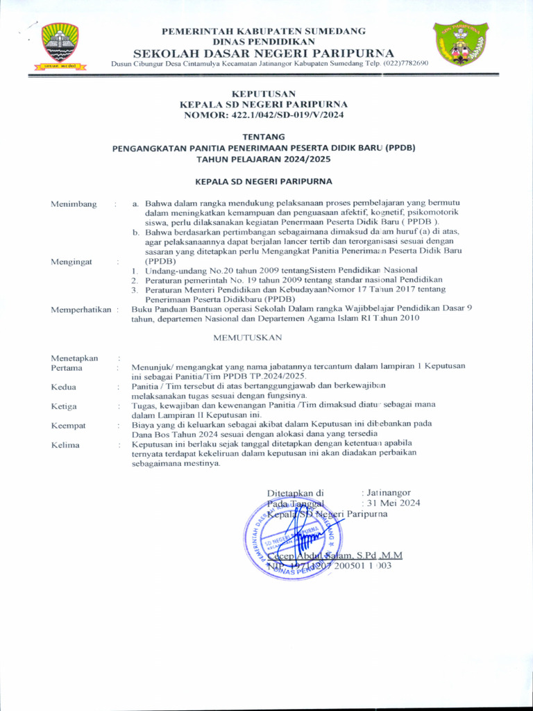 SK PPDB TA 2024-2025 | PDF