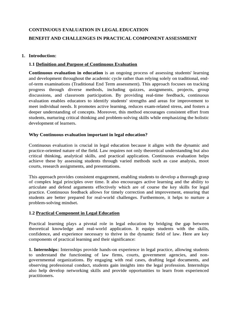 Continuous Evaluation in Legal Education | PDF | Evaluation | Critical ...