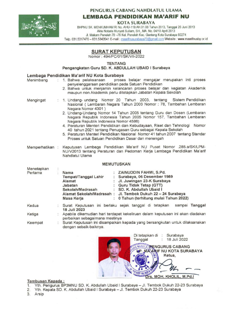 SK Pengangkatan TMT | PDF
