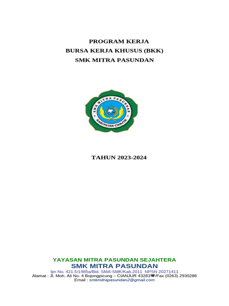 Contoh Program Kerja BKK | PDF