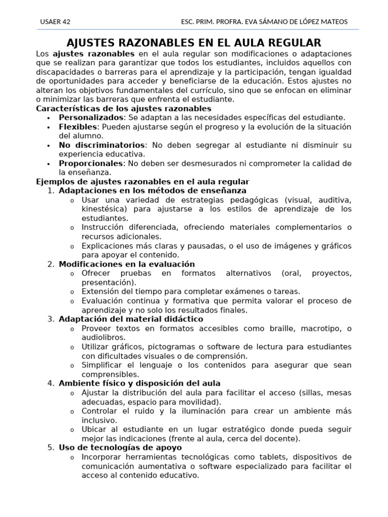 Ajustes Razonables en El Aula Regular | PDF | Aprendizaje | Evaluación