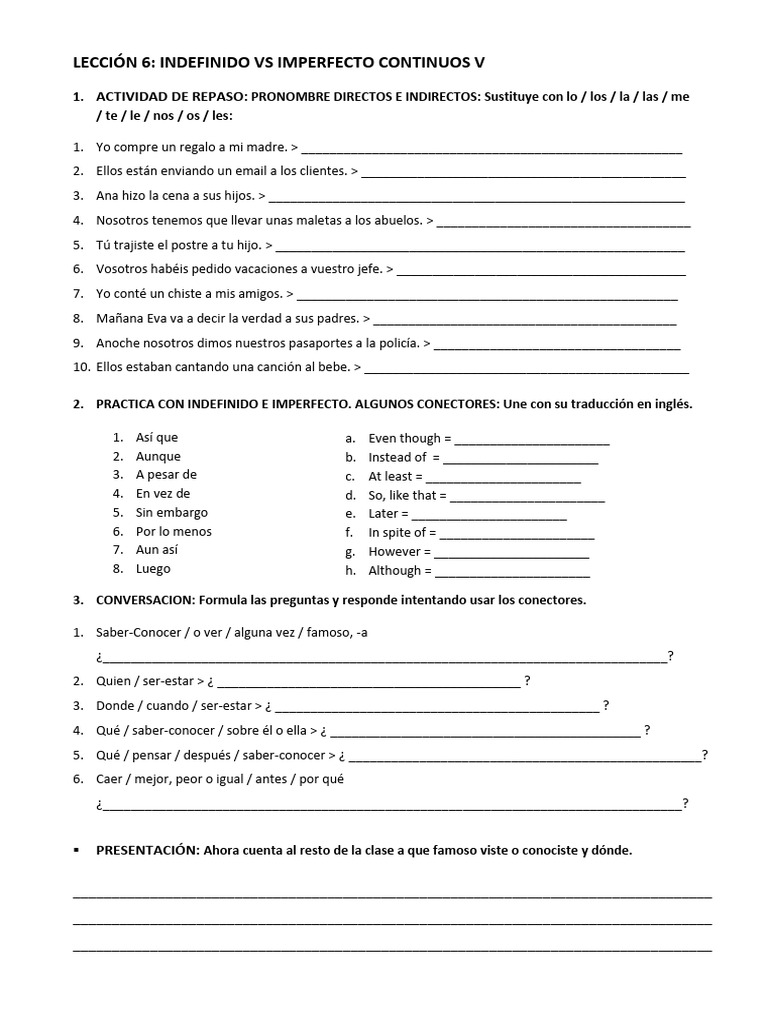 Indefinido vs Imperfecto: Guía Completa | PDF | Mecánica del lenguaje ...