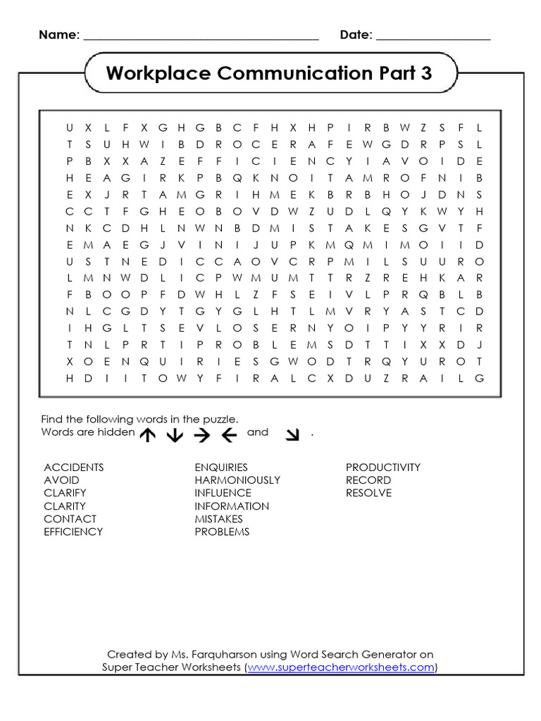 Workplace Communication Word Search | PDF