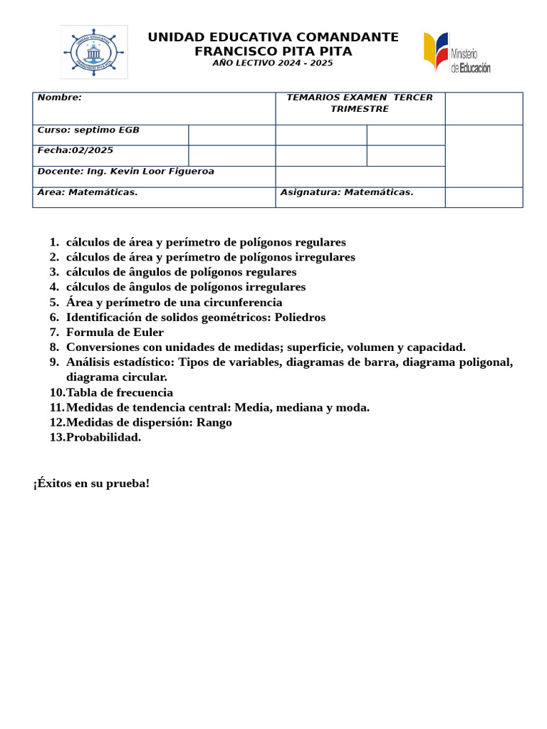 Temarios Septimo Febrero | PDF