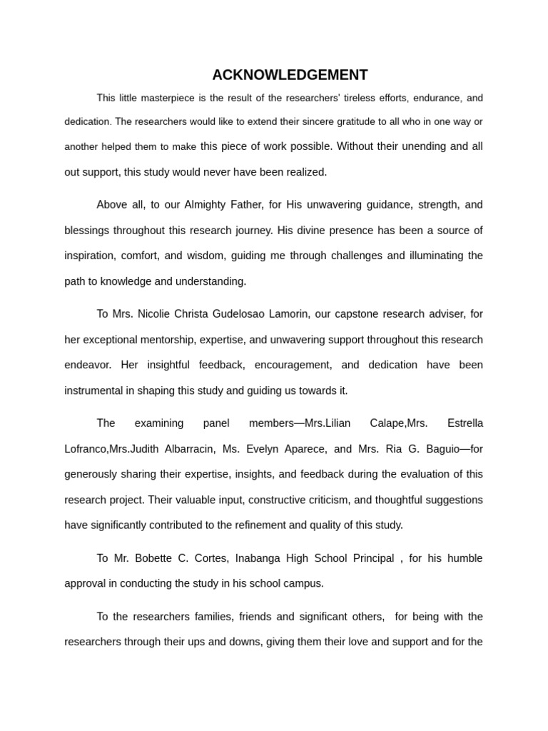 Acknowledgement and Dedication | PDF