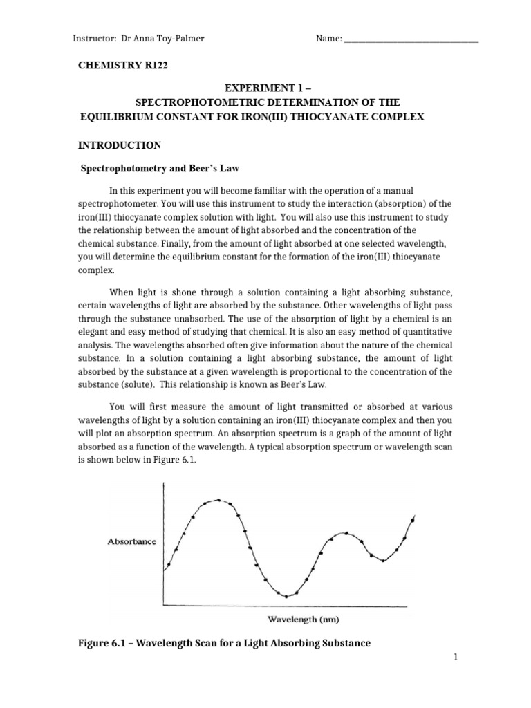 Experiment 1 | PDF | Absorbance | Spectrophotometry