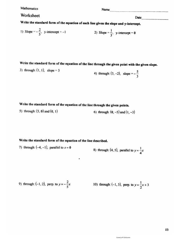 25 Writing Linear Equations | PDF