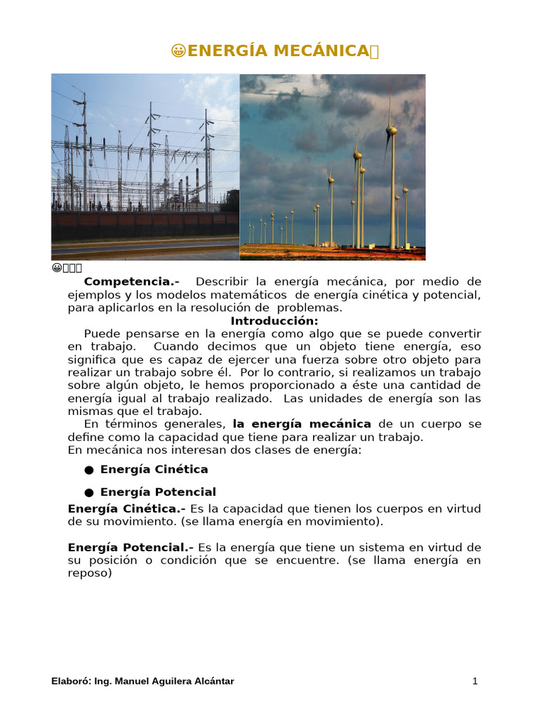 Energía Mecánica: Cinética y Potencial | PDF | Mecánica | Física ...